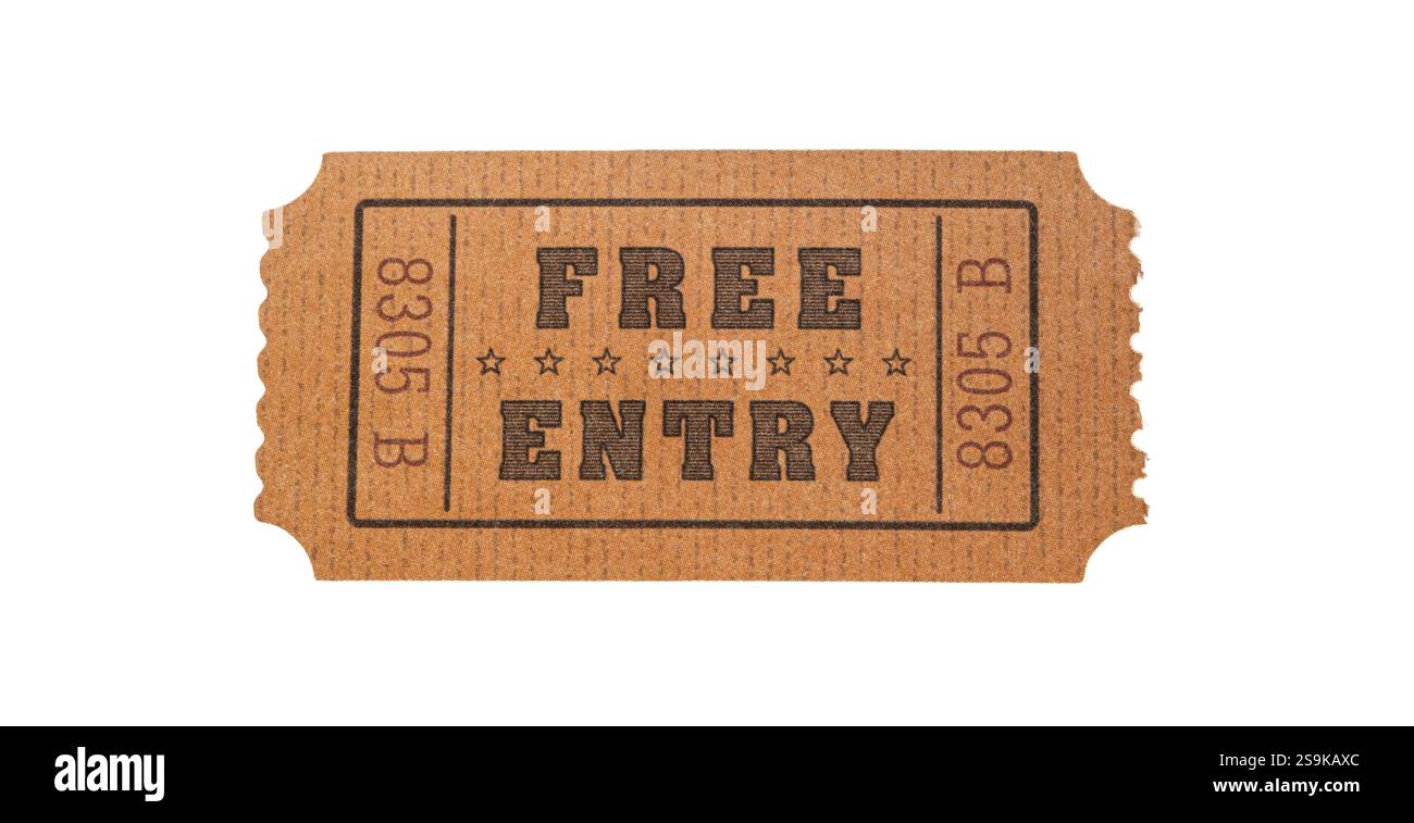 Old vintage theater or movie ticket with serial number isolated on ...