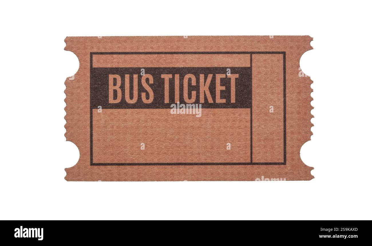 Old vintage bus ticket isolated on white background Stock Photo - Alamy