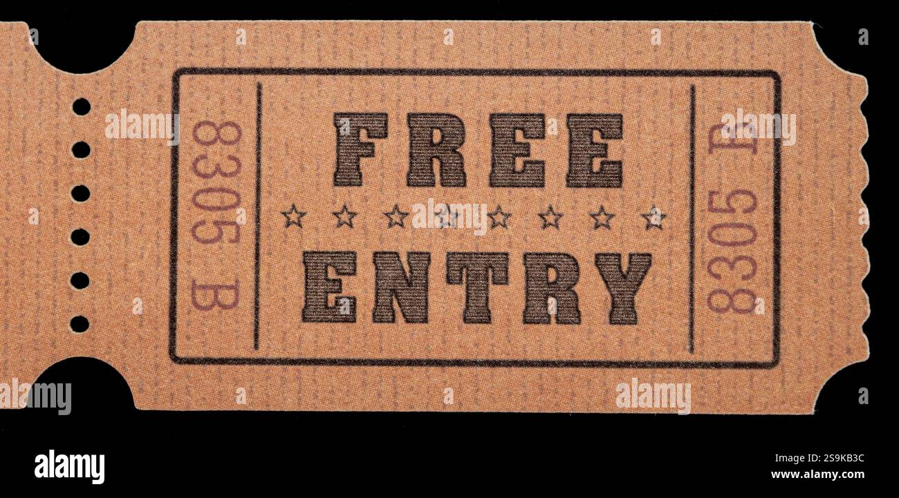 old entry ticket with serial number Stock Photo - Alamy