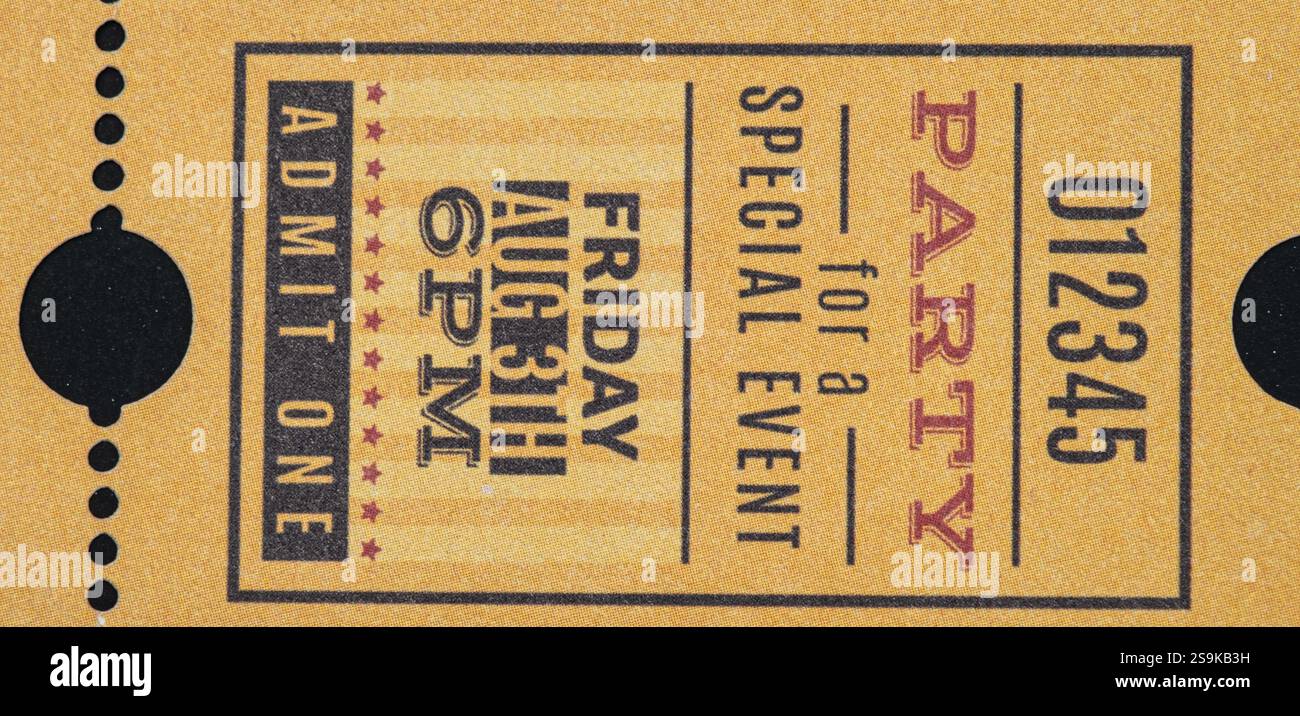 old entry ticket with serial number Stock Photo - Alamy