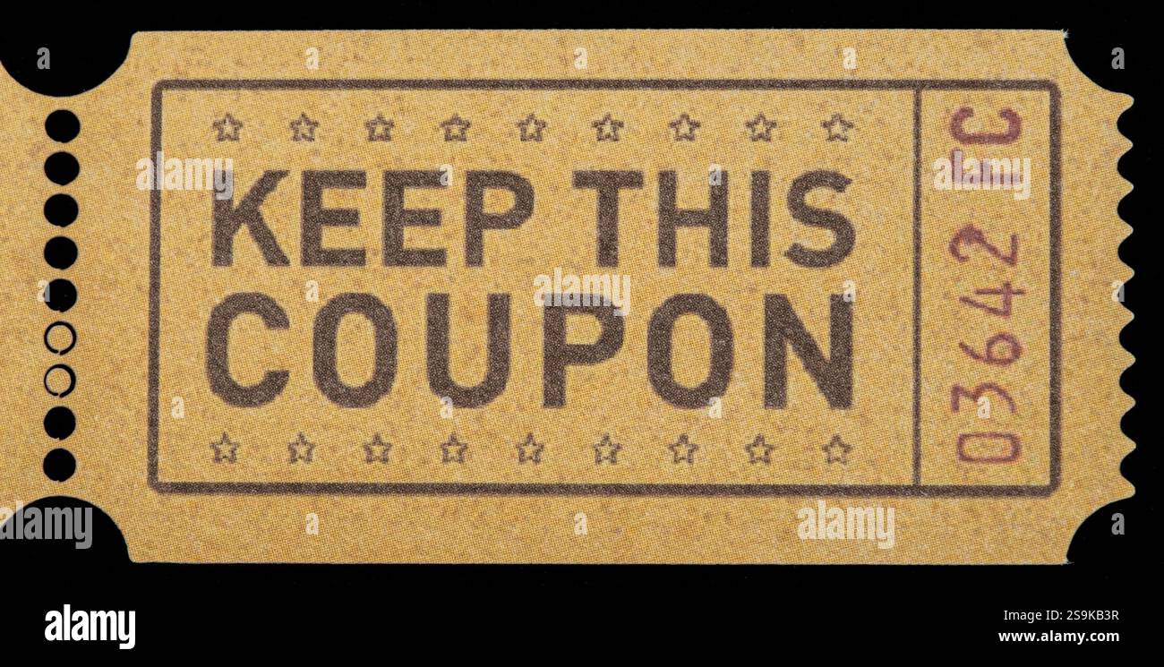 old entry ticket with serial number Stock Photo - Alamy