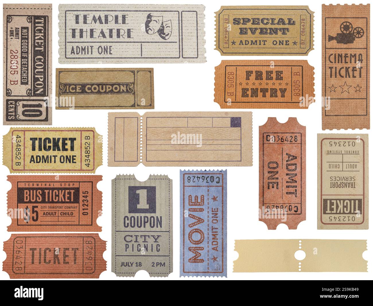 old entry ticket with serial number Stock Photo - Alamy