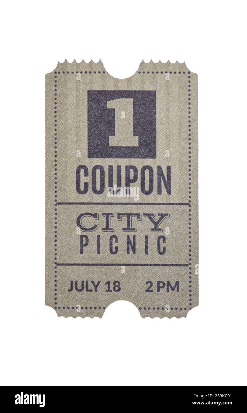 Old vintage theater or movie ticket with serial number isolated on ...