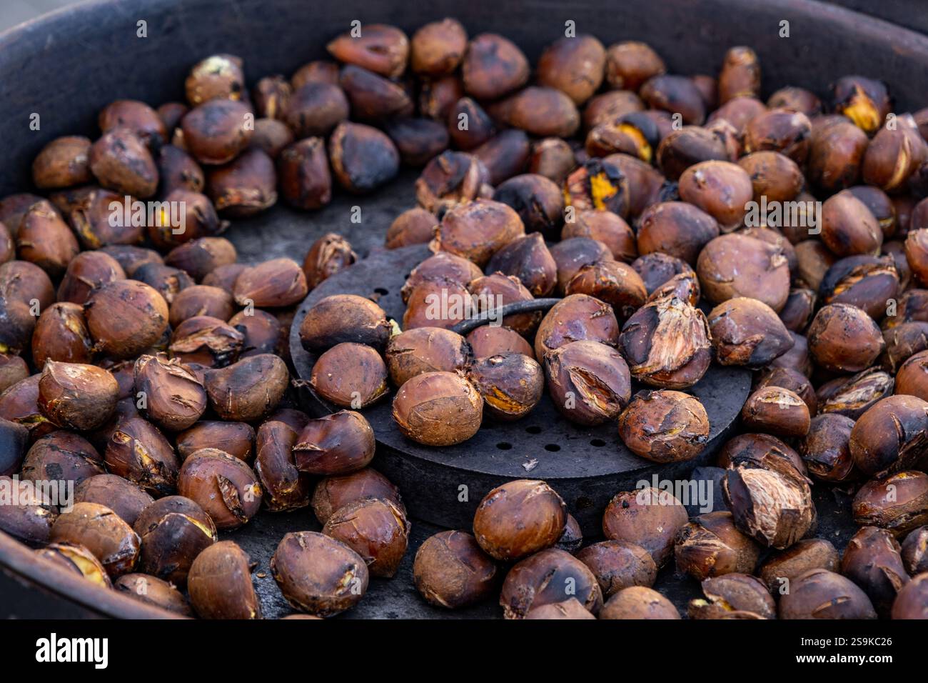 Roasted sweet chestnuts close up. Organic food. Food background ...