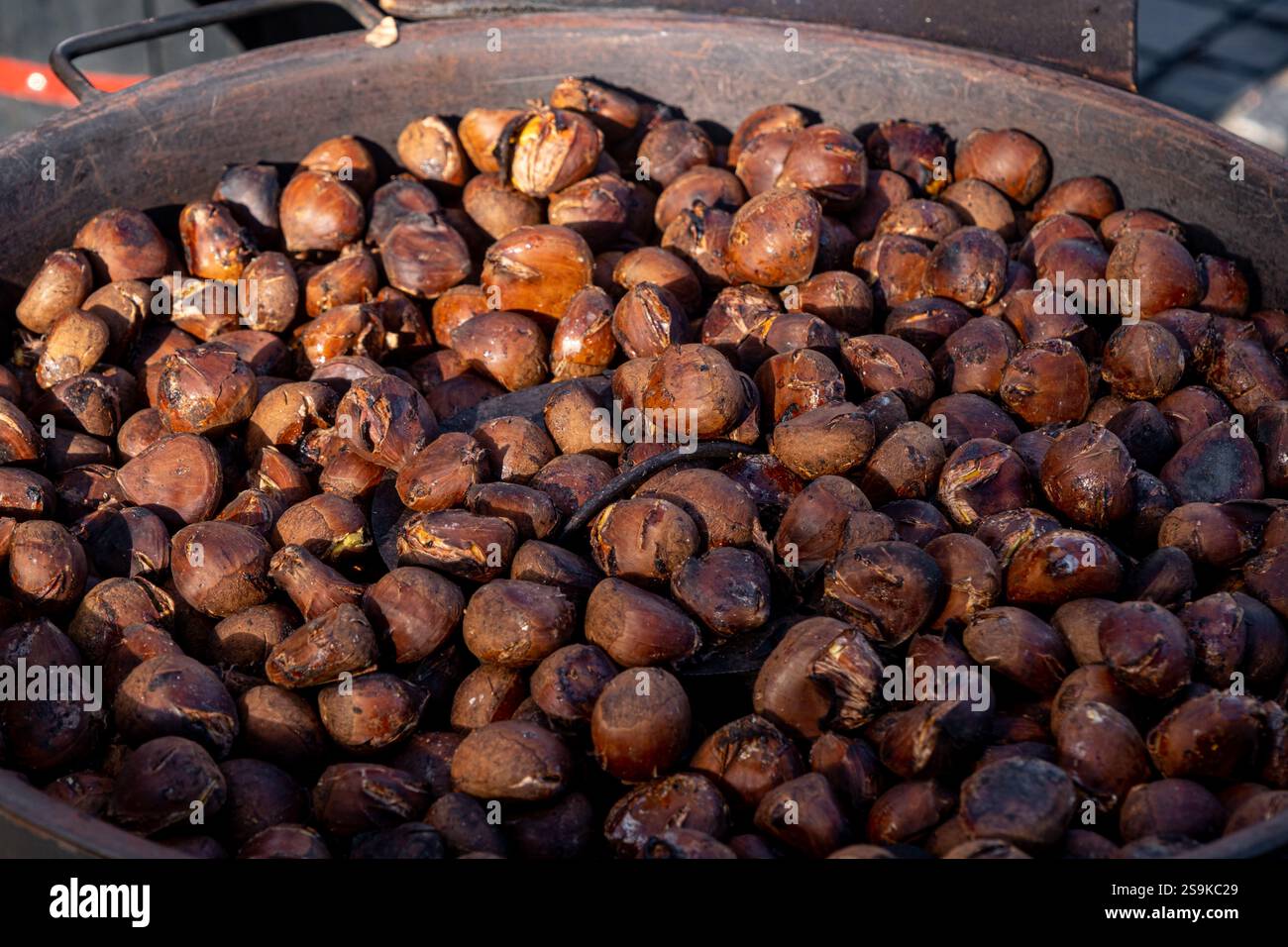 Roasted sweet chestnuts close up. Organic food. Food background ...