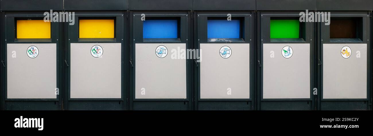 Selective collection of garbage colored containers Stock Photo - Alamy