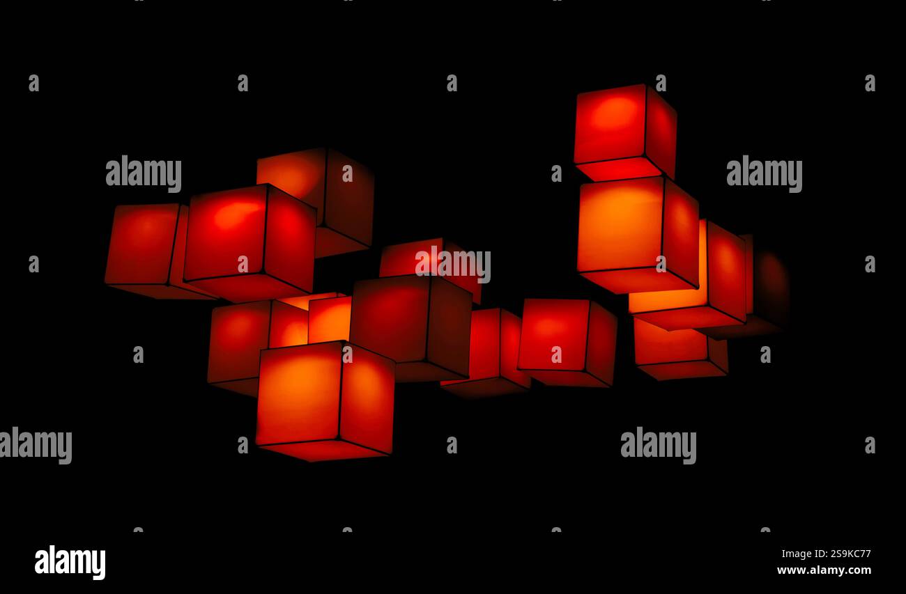 Red cubes floating in hi-res stock photography and images - Alamy