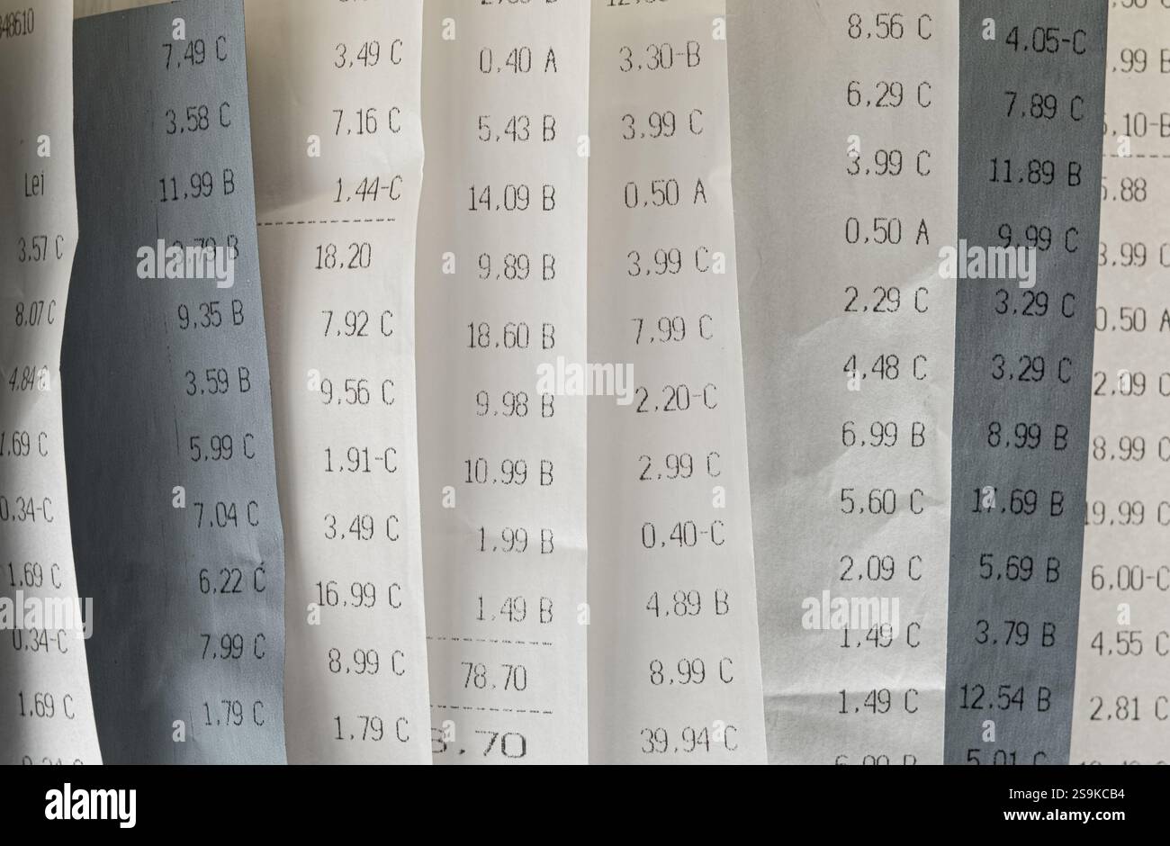 shopping receipt stacks background Stock Photo - Alamy