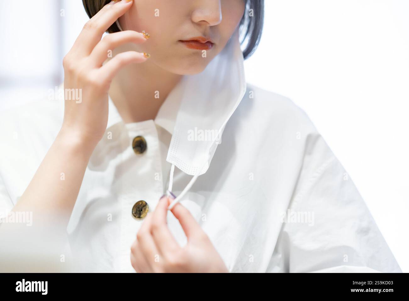 Woman suffering from mask rash Stock Photo - Alamy