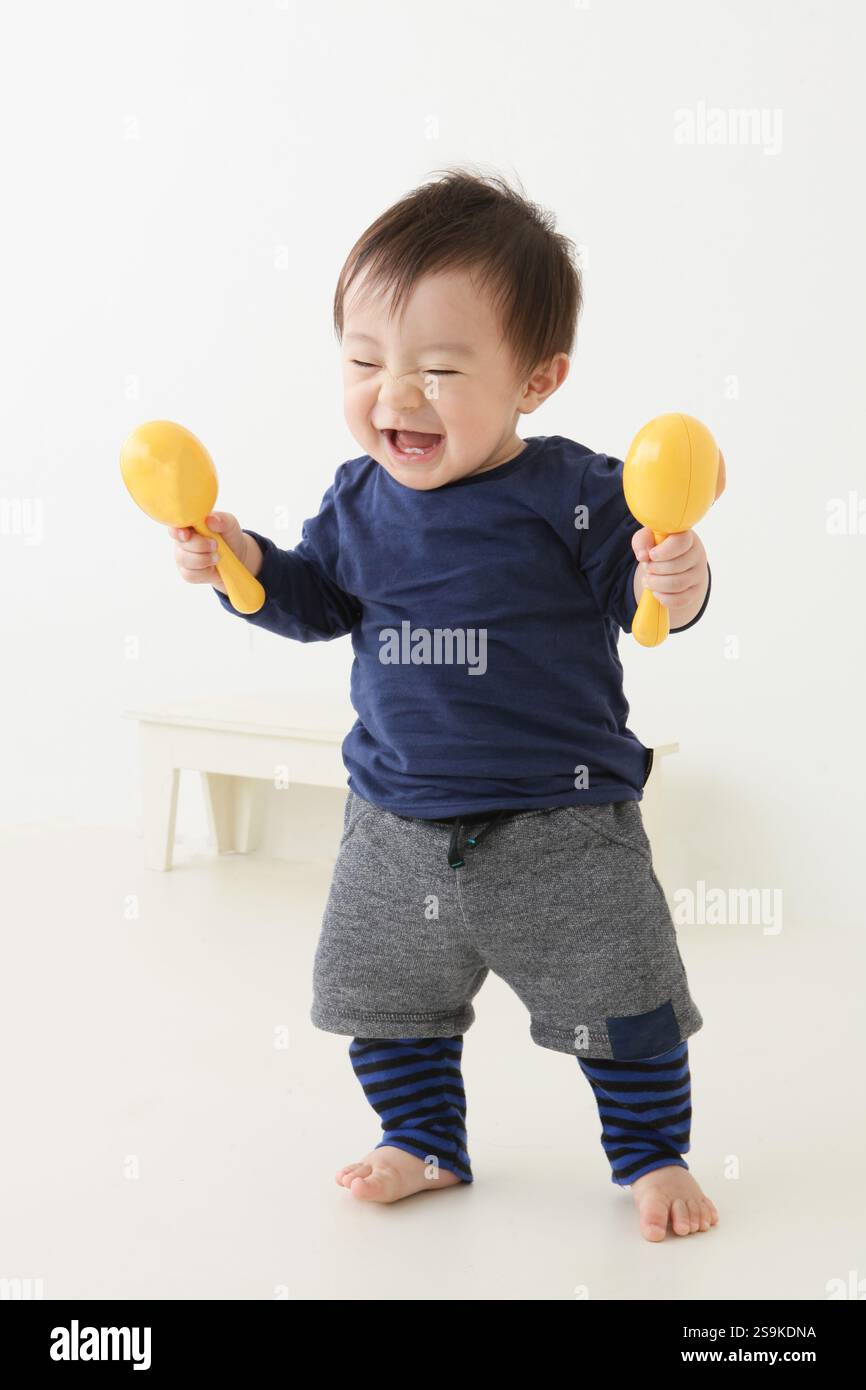 Happy one-year-old baby (walking for the first time Stock Photo - Alamy