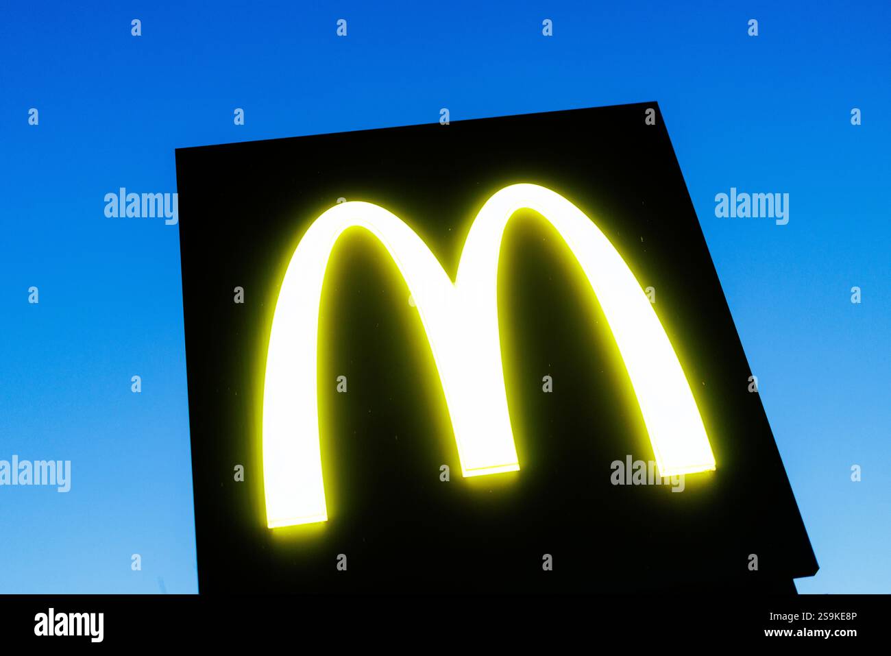 Munich, Germany. 26th Jan, 2025. The illuminated McDonald's lettering ...