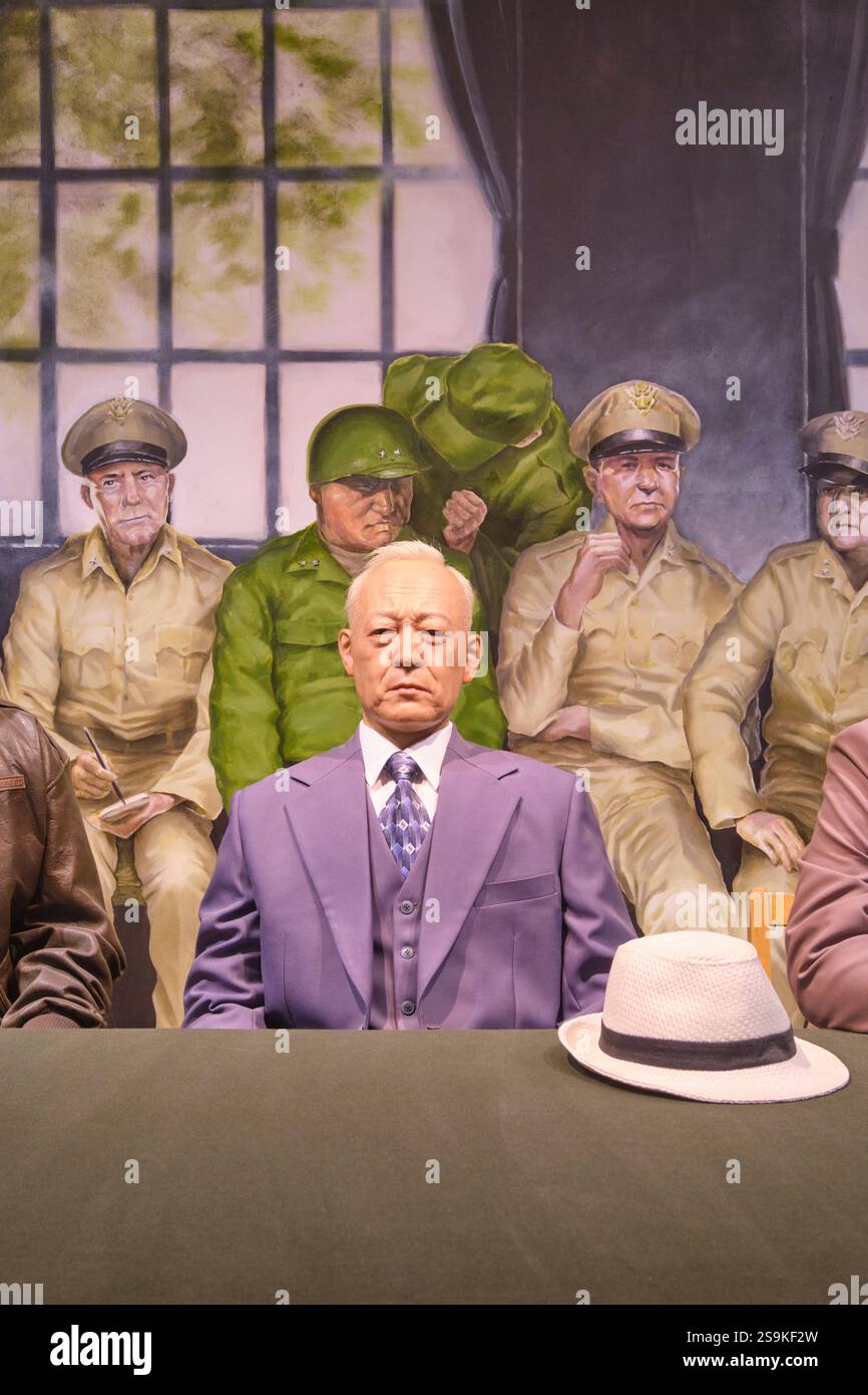 Detail in a diorama of a meeting of Douglas MacArthur, John Muccio and ...