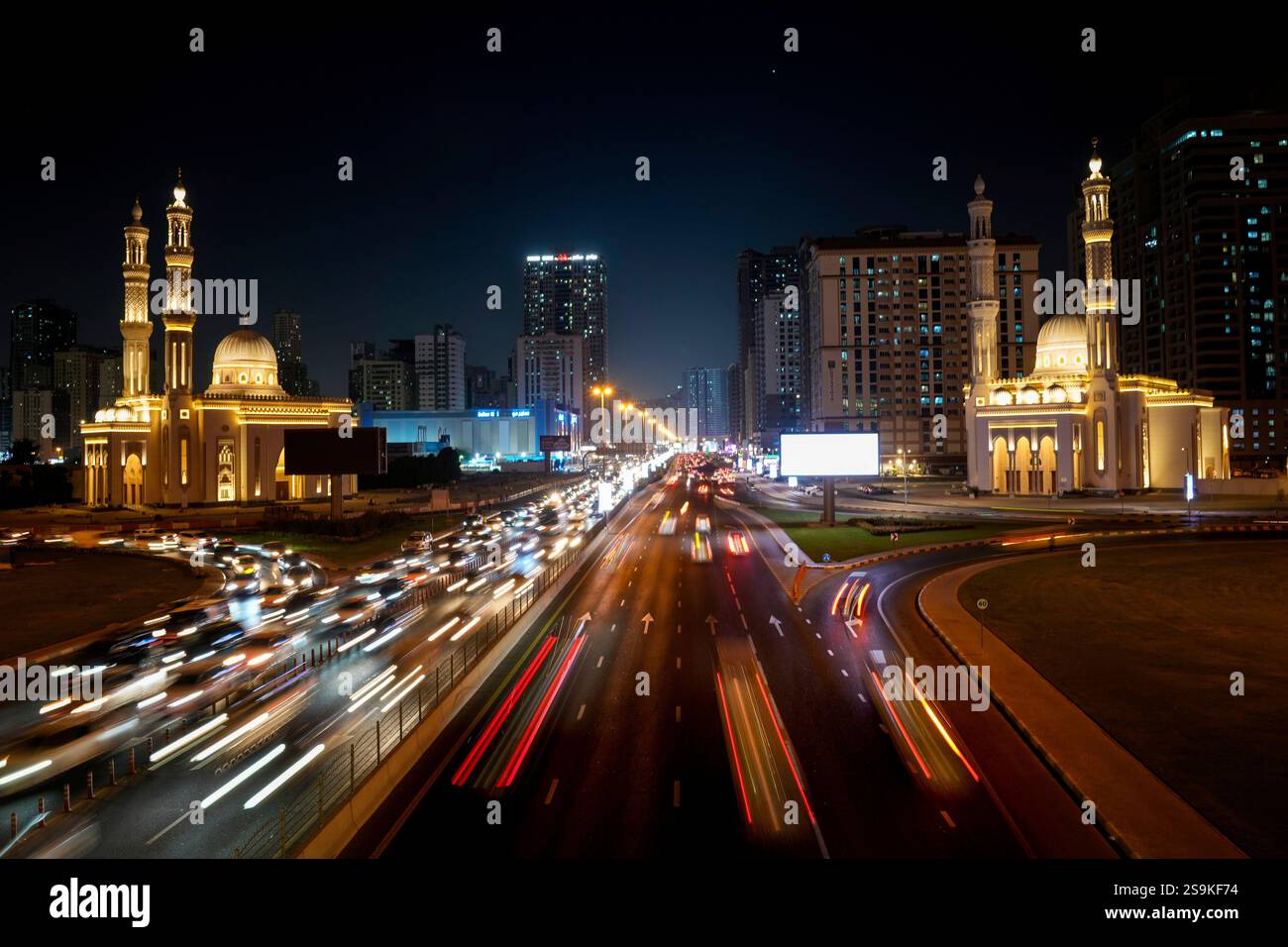 A picture taken with a slow shutter speed shows traffic leaves streaks ...