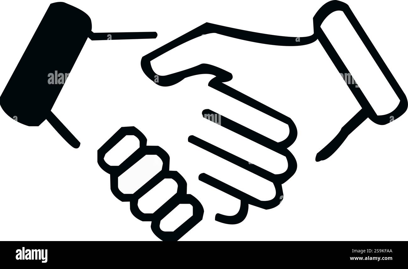 a flat illustration of a handshake indicating agreement and alliance ...