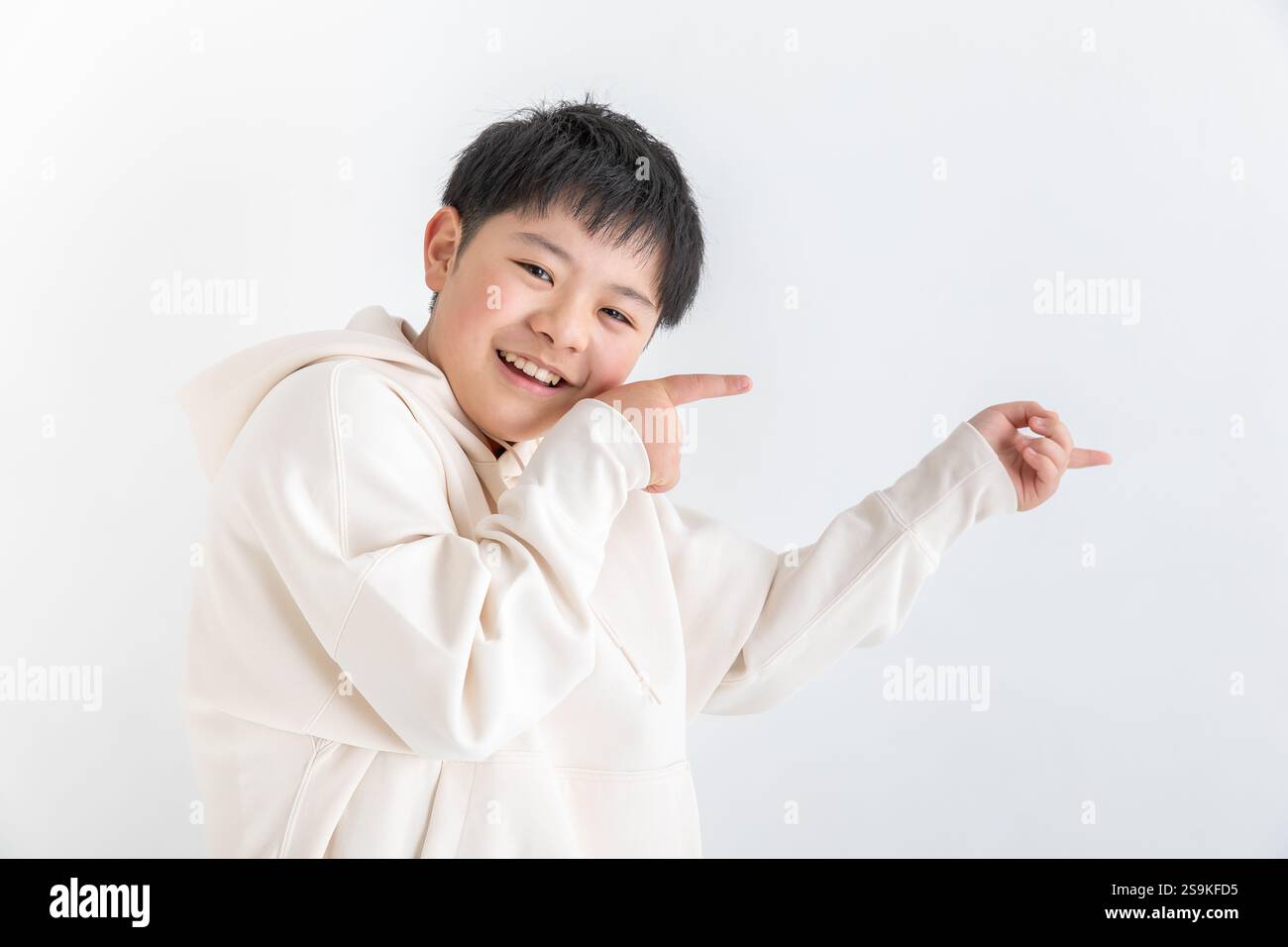 Boy pointing his finger Stock Photo - Alamy