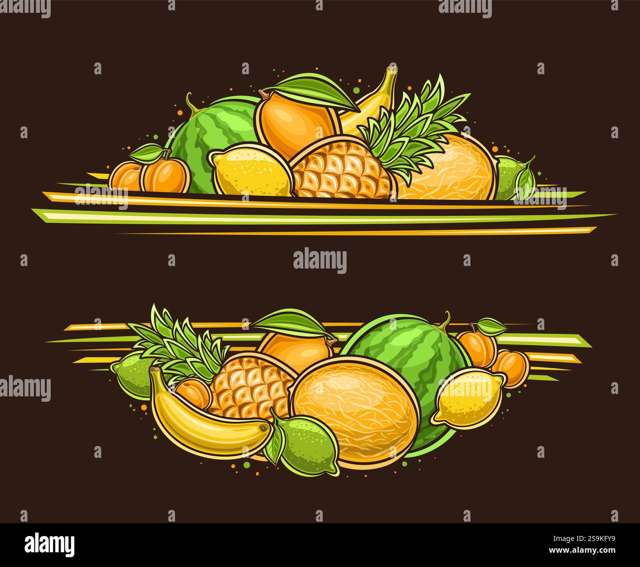 Vector Fruit Border with copy space for ad text, decorative frame with ...