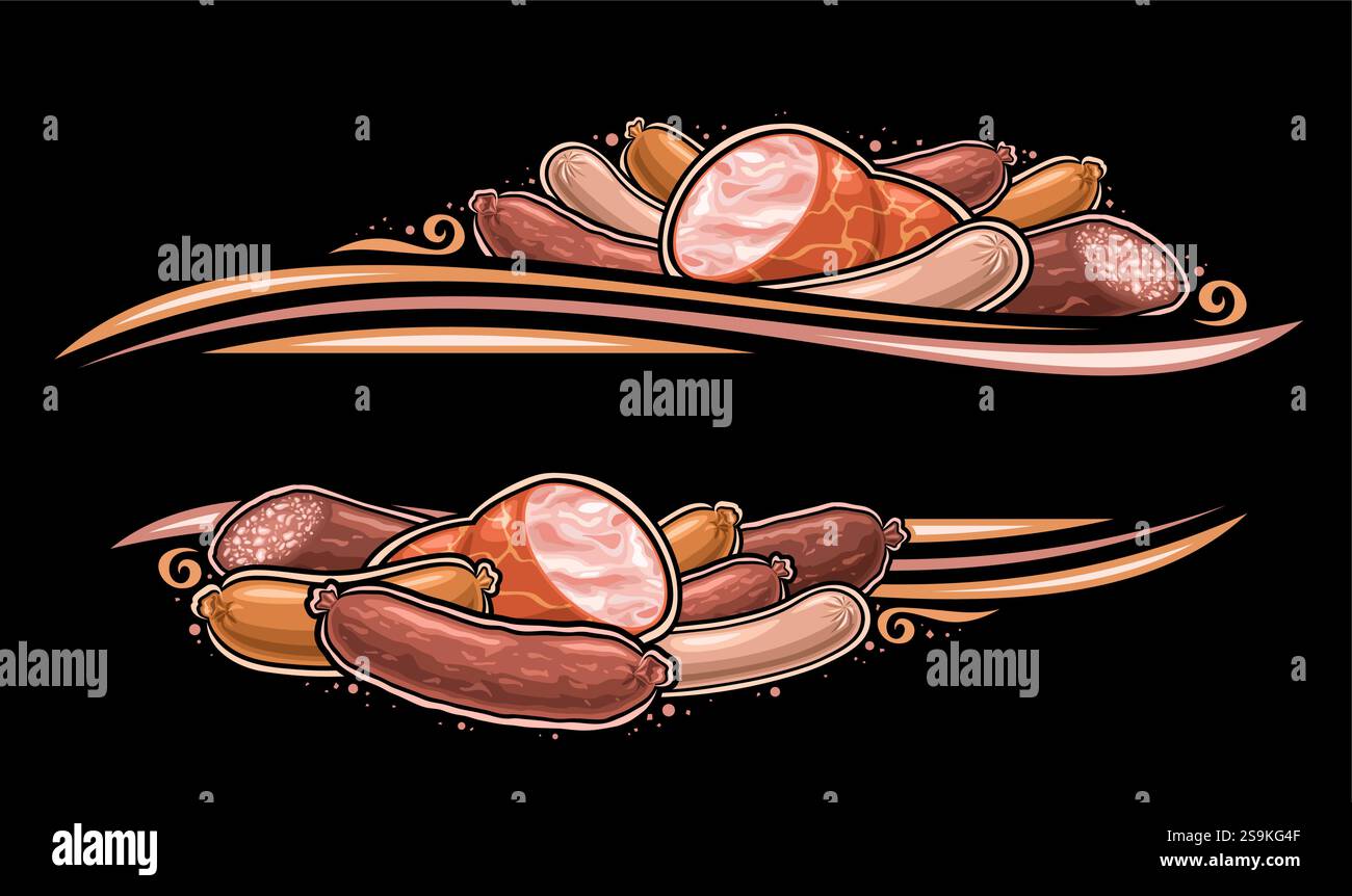 Vector Sausage Border with empty copy space for ad text, horizontal ...