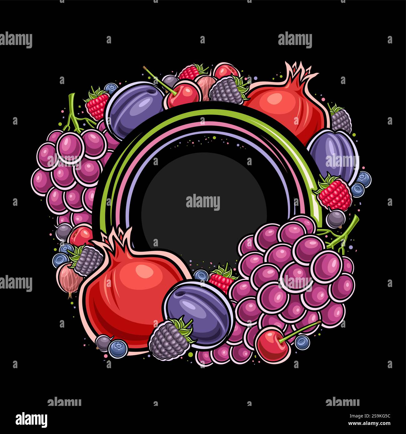 Vector Berry Frame with copy space for ad text, decorative square ...