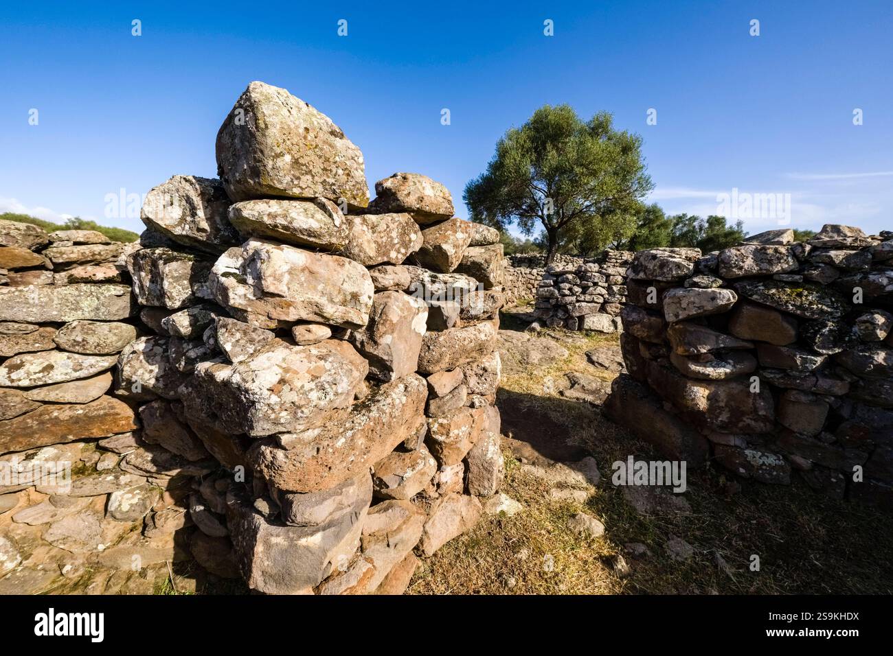 Ruins of the Nuragic complex of Serra Orrios from the 2nd millennium BC ...