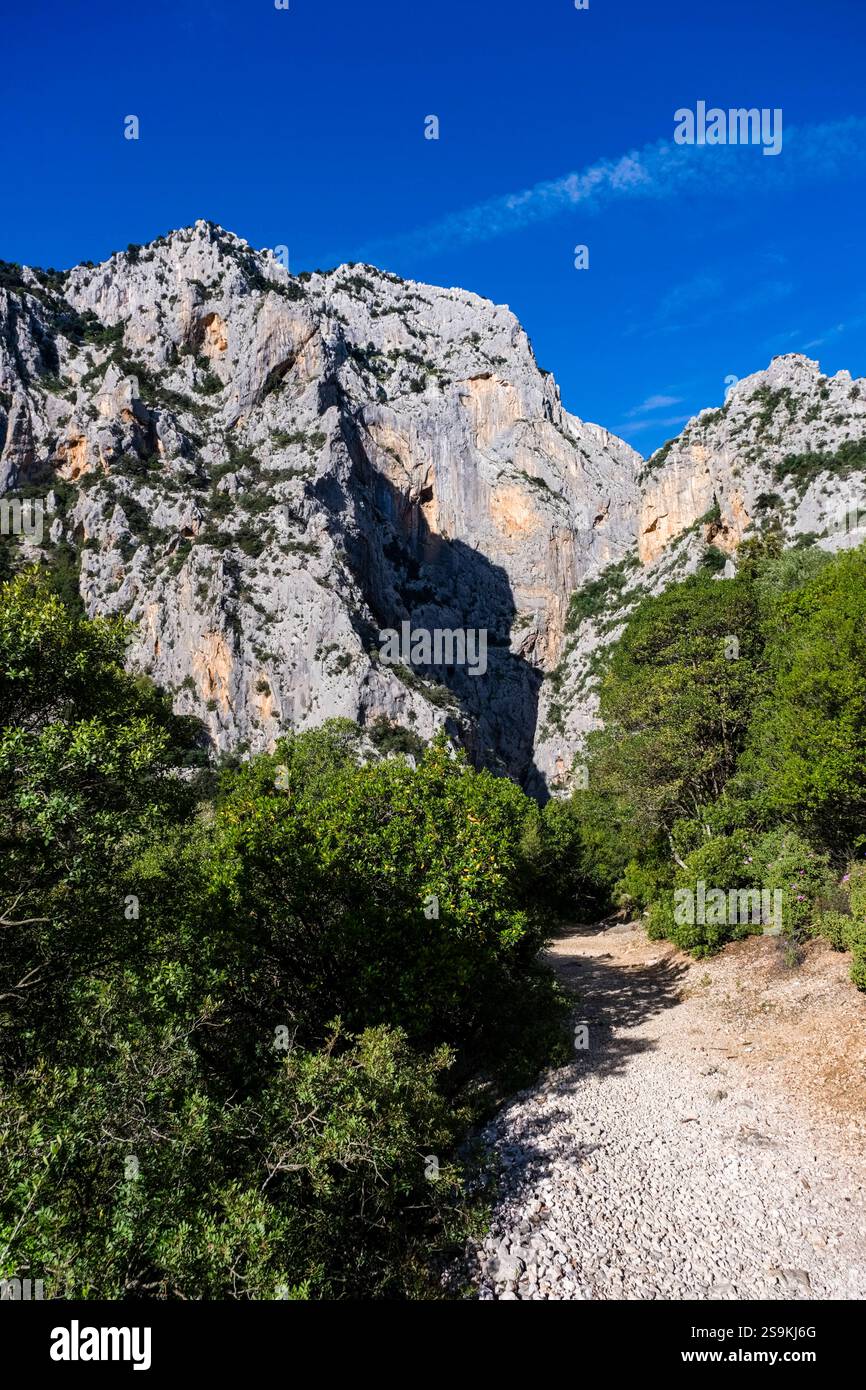 A path leads to the Gola Gorropu, a gorge in the Supramonte mountains ...