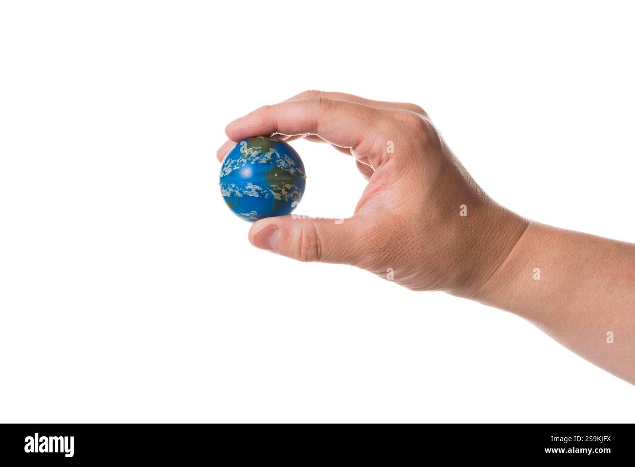 Hand holding miniature earth Stock Photo - Alamy