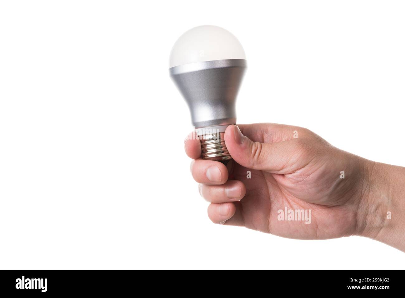 Hand holding LED light bulb Stock Photo - Alamy