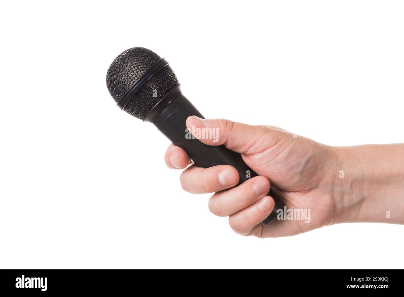 Hand holding microphone Stock Photo - Alamy