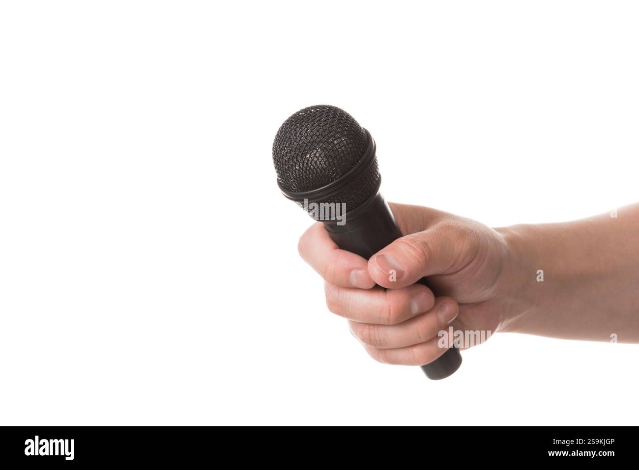 Hand holding microphone Stock Photo - Alamy