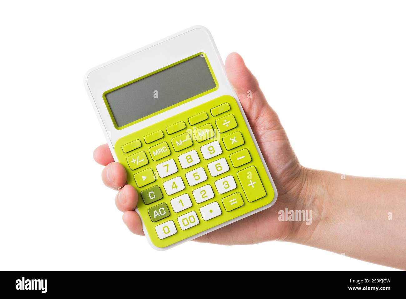 Hand holding calculator Stock Photo - Alamy