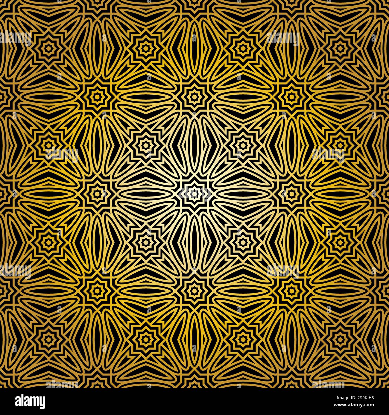 Geometric Gold Lace Seamless Pattern Arabic Tile Lattice Vector Background Stock Vector Image