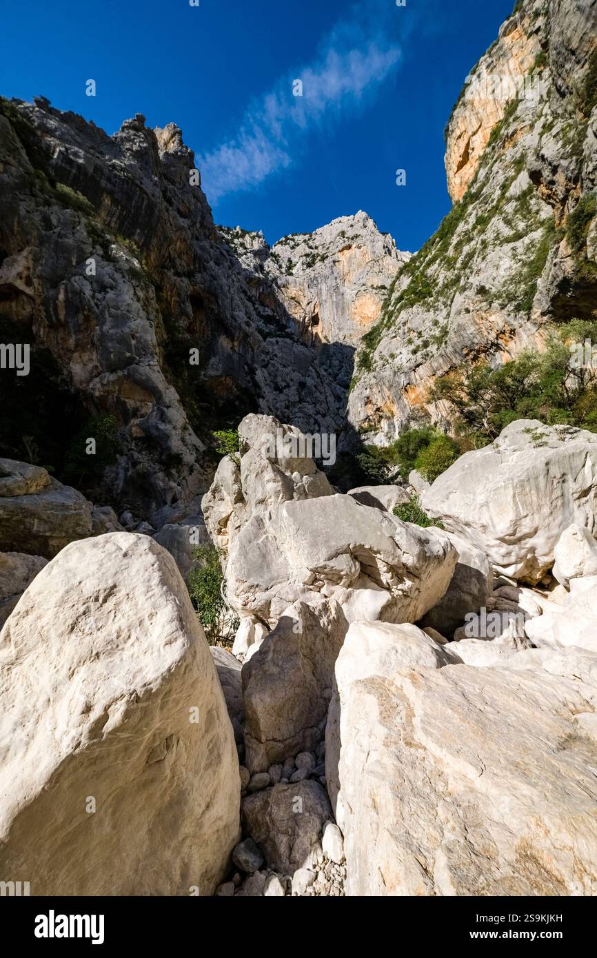 A path leads to the Gola Gorropu, a gorge in the Supramonte mountains ...