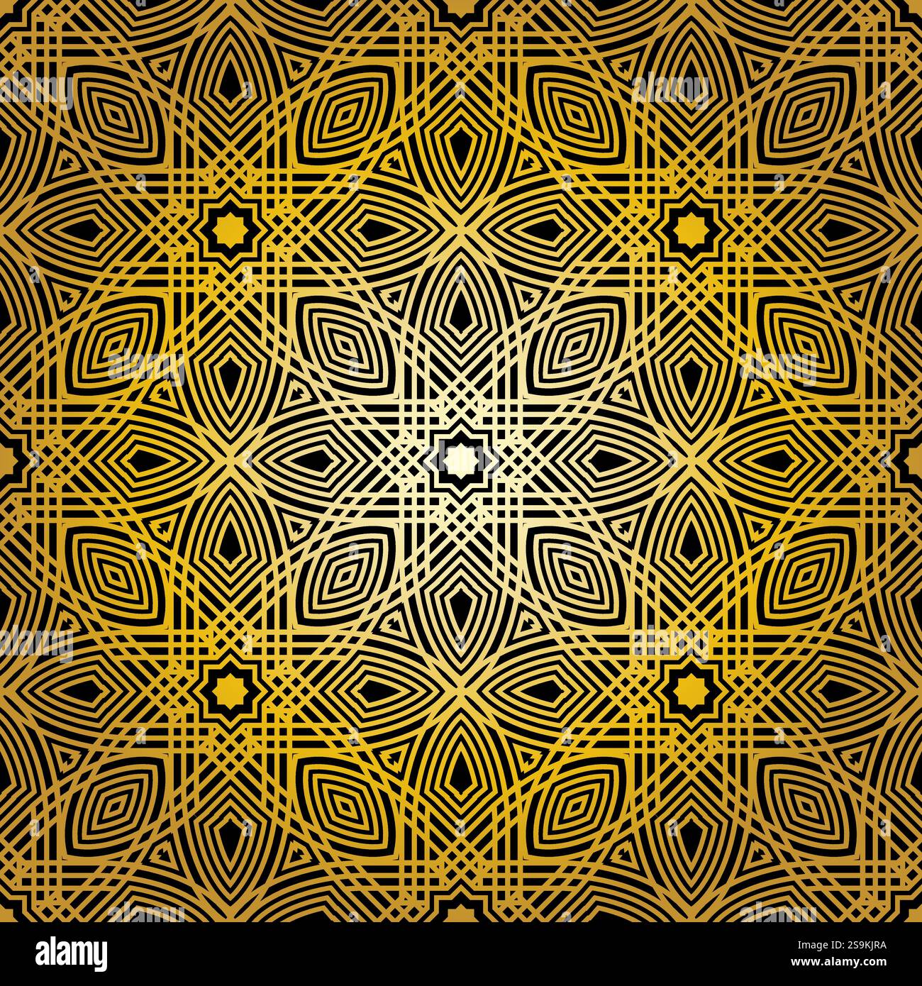 Geometric Gold Lace Seamless Pattern Arabic Tile Lattice Vector Background Stock Vector Image