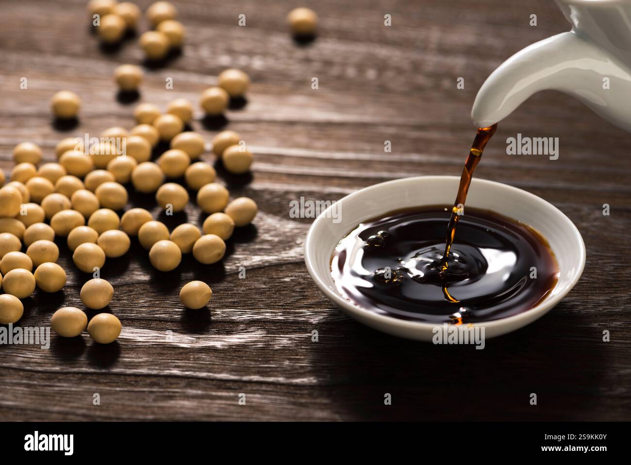 Soya sauce and soya beans Stock Photo - Alamy