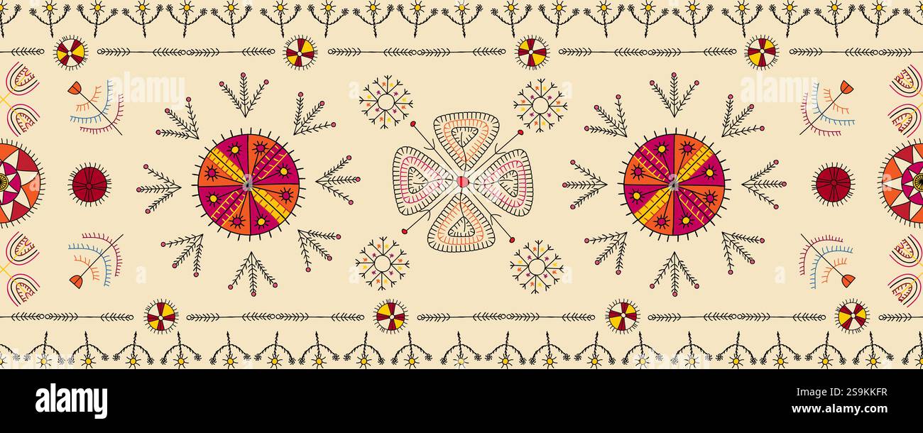 Vector seamless pattern with traditional Mulgi Estonian embroidery ...