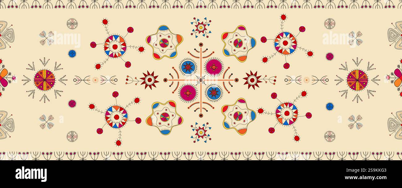 Vector seamless pattern with traditional Mulgi Estonian embroidery ...