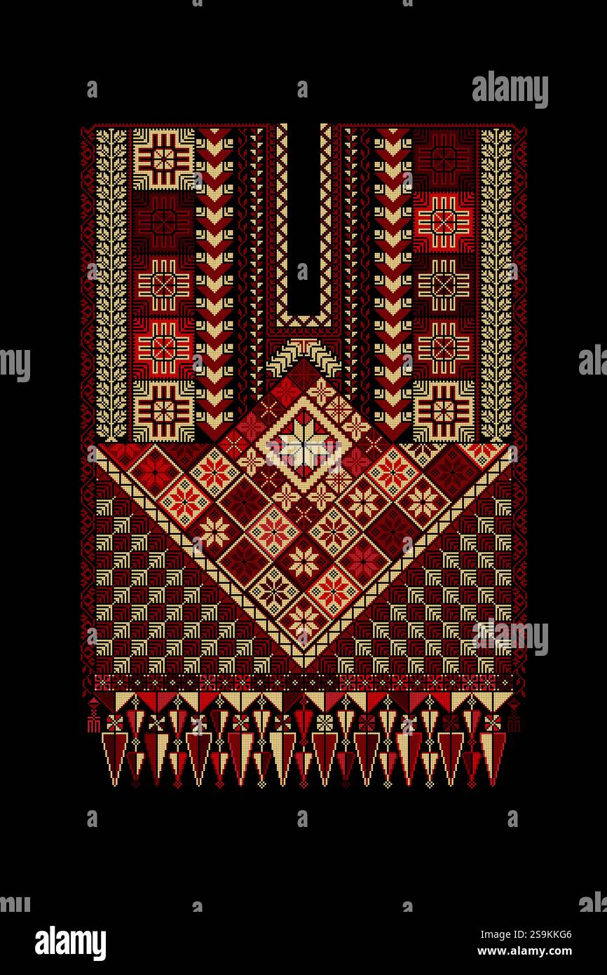 Embroidery vector Tatreez template , Palestinian fashion neck ornament ...