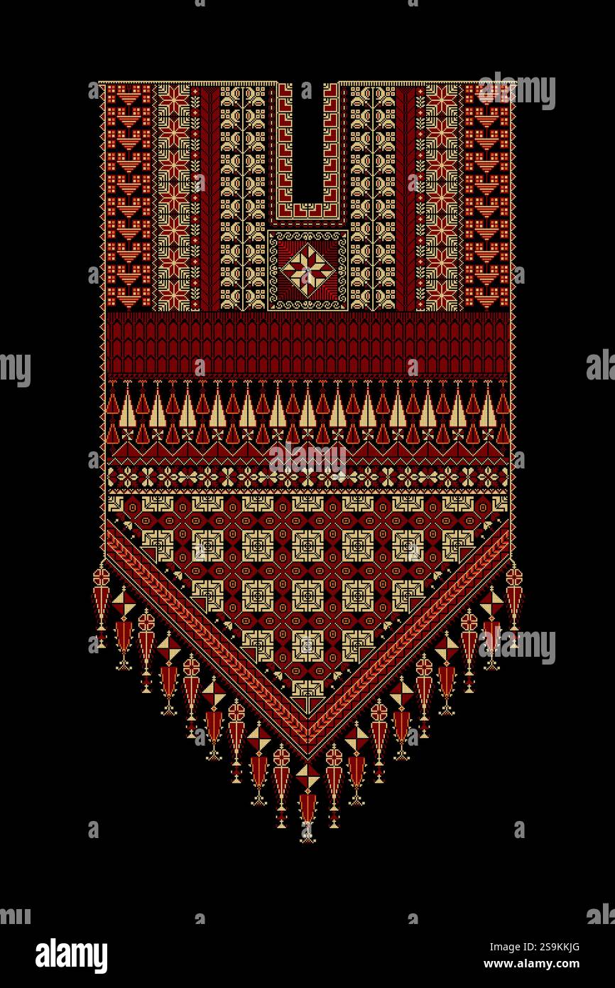 Embroidery vector Tatreez template , Palestinian fashion neck ornament ...
