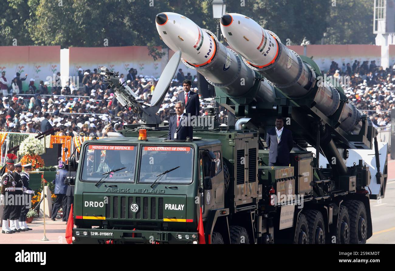 New Delhi, India. 26th Jan, 2025. A tableau based on Raksha Kavach ...