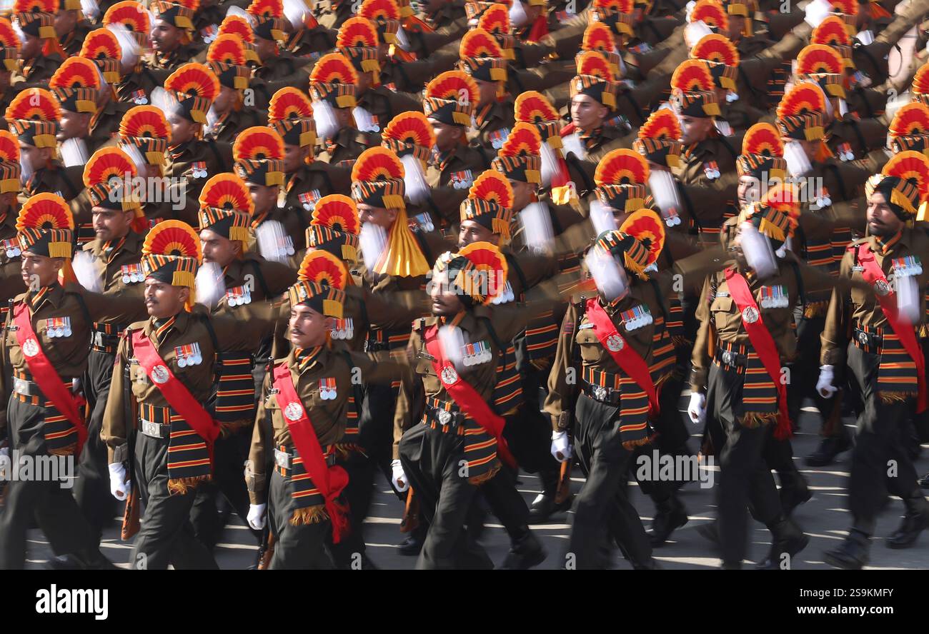 Contingent from Jammu and Kashmir Rifles, Indian Army march at Kartavya ...