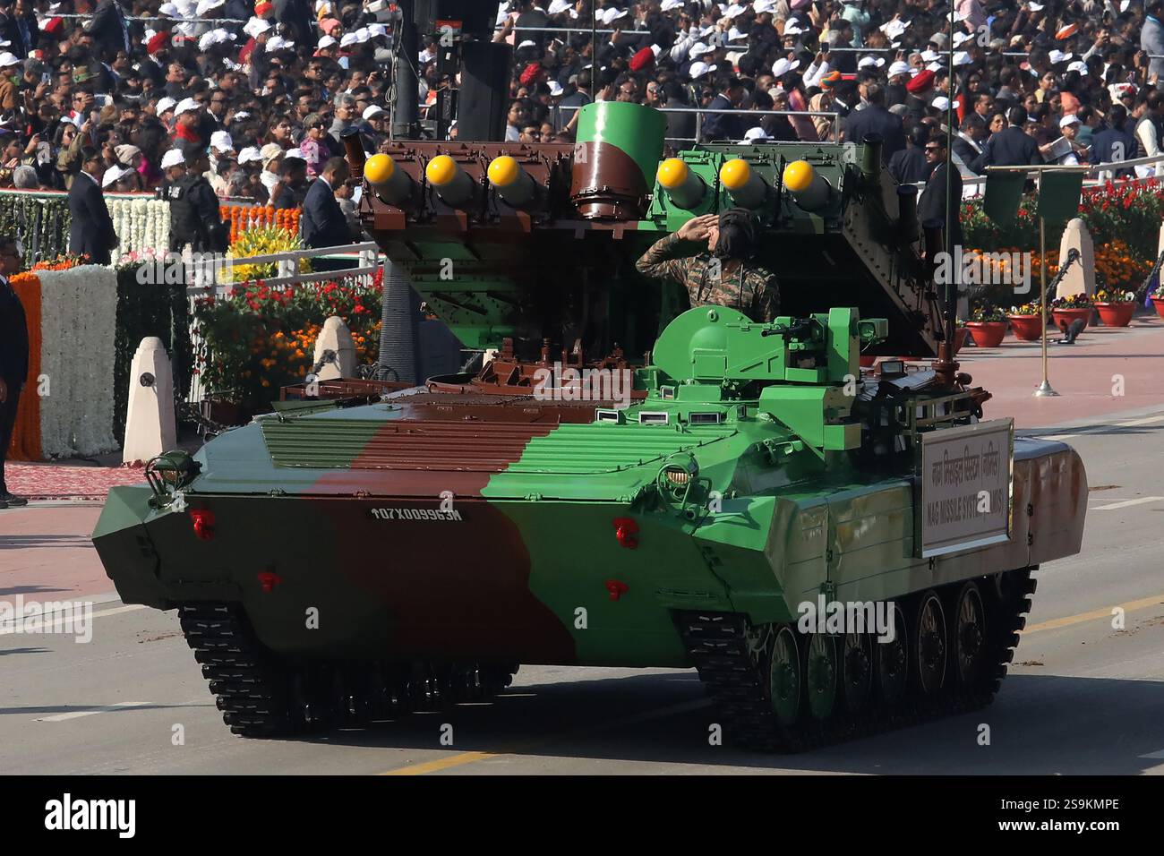 New Delhi, India. 26th Jan, 2025. India's BMP-ll Nag Missile system ...