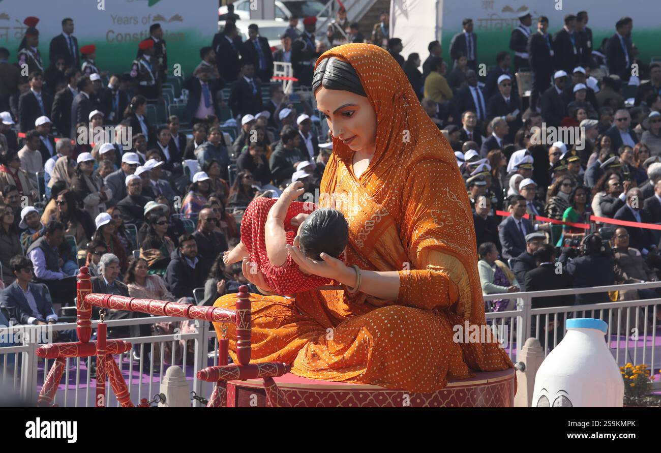 New Delhi, India. 26th Jan, 2025. A tableau of Women and Child ...