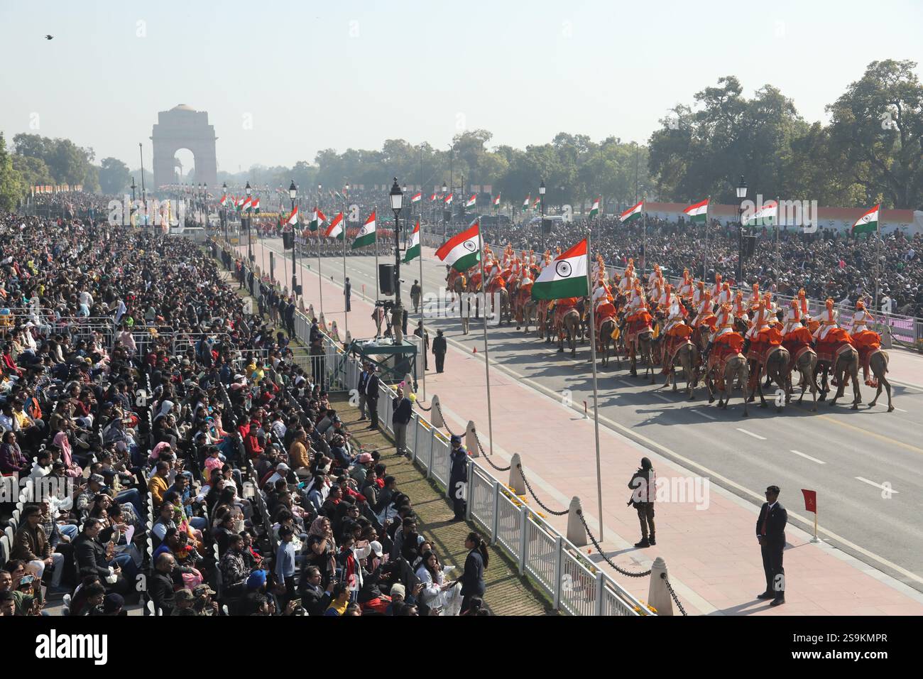New Delhi, India. 26th Jan, 2025. Camel Contingent from Border Security Force (BSF) march at ...