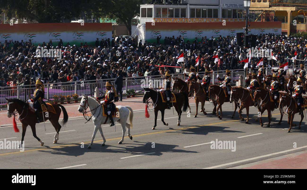 New Delhi, India. 26th Jan, 2025. Indian Army horse-mounted 61 Cavalry ...