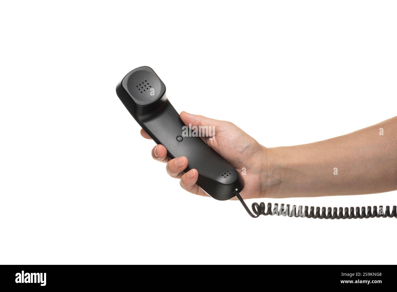 Hand holding a telephone receiver Stock Photo - Alamy