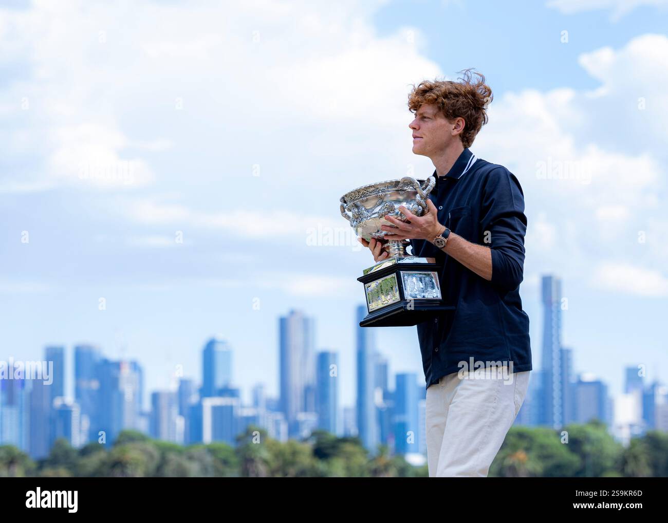 Melbourne, Australia. 27th Jan, 2025. Jannik Sinner of Italy poses with ...