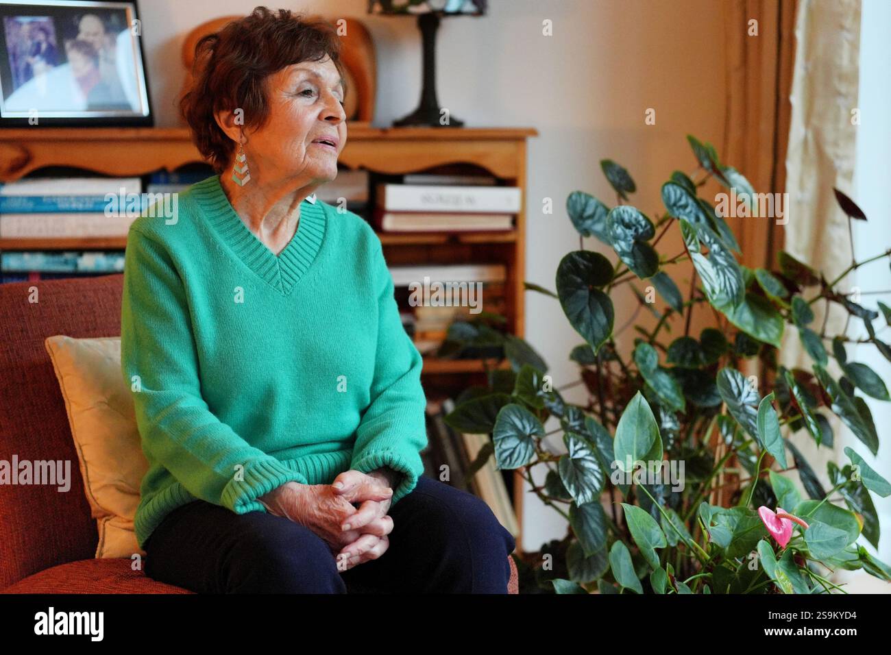 Holocaust survivor Janine Webber in her north London home during an ...