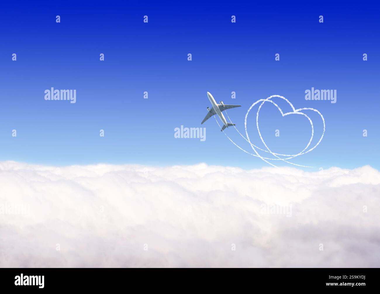 Horizontal nature background with aircraft and Jet trailing smoke in ...