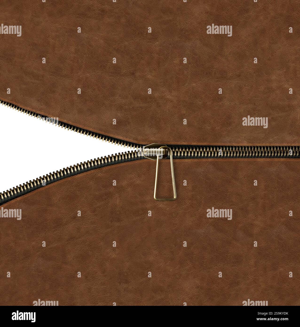 Leather background with zipper opened. Unzipped zipper or fastener ...
