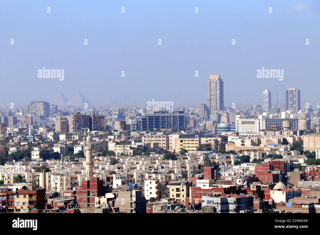 Aerial view cityscape of Cairo with residential districts and Great ...