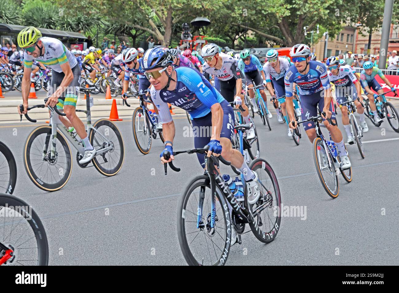 Riders competing in stage 6 of the 2025 Tour Down Under bike race ...